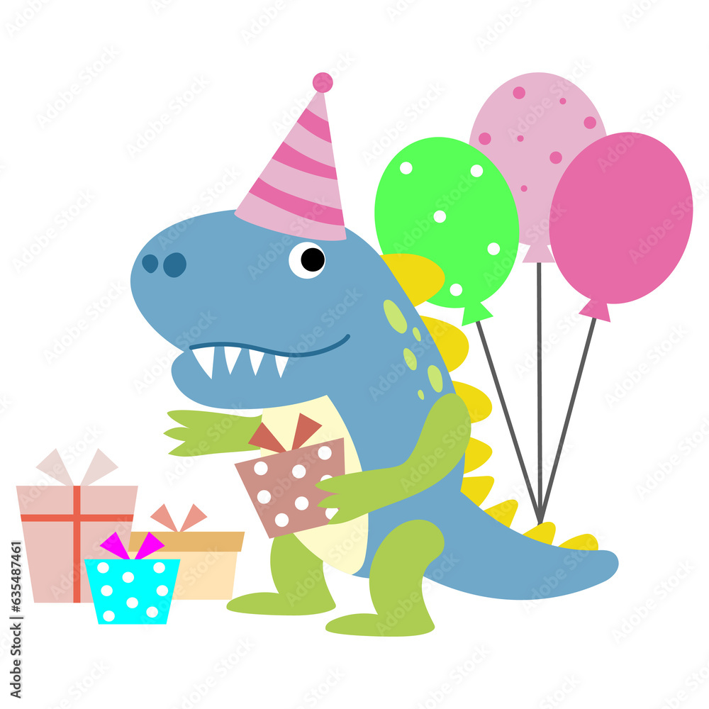 Dinosaur party Clipart. happy dino Stock Illustration | Adobe Stock