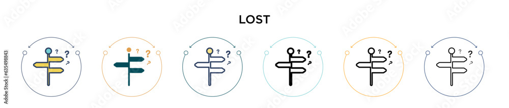 Lost icon in filled, thin line, outline and stroke style. Vector ...