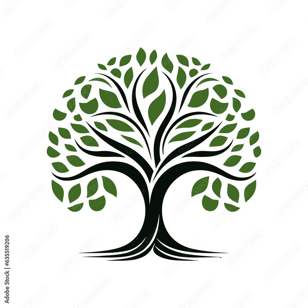 Tree logo, tree of life icon on white background. Vector illustration ...