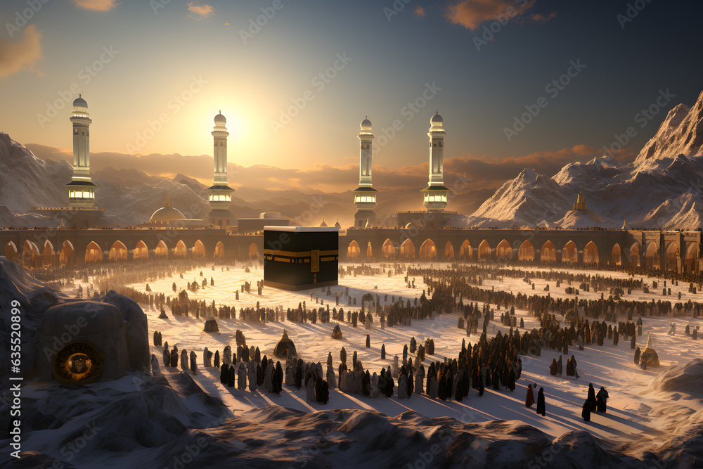 The Kaaba, meaning cube in Arabic, is a square building, elegantly ...