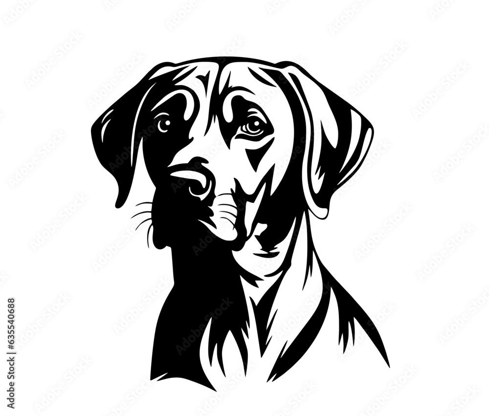 Vector isolated one single Rhodesian ridgeback dog head front view ...