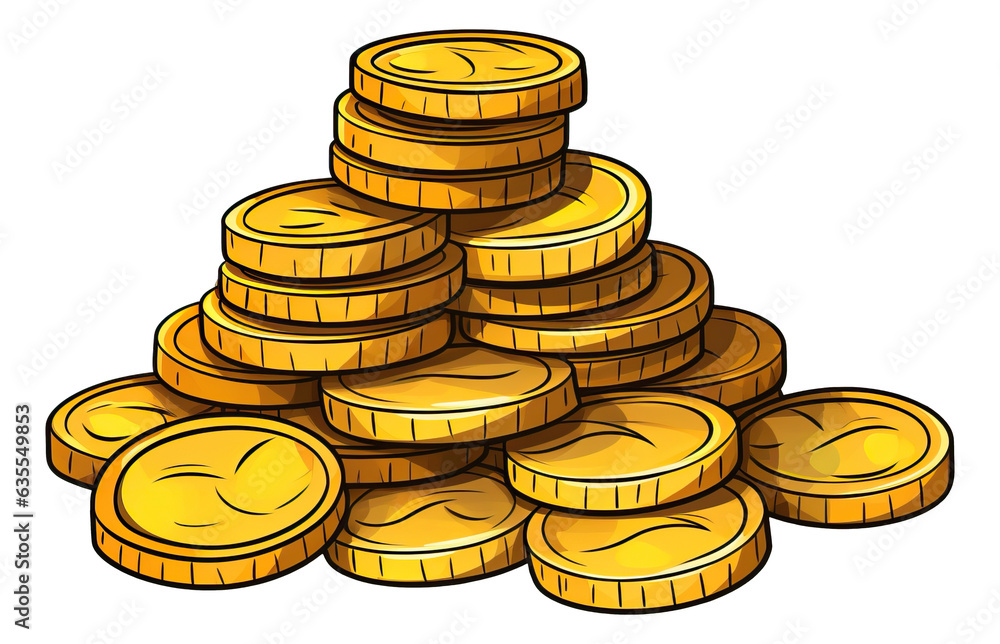 Gold coins cartoon isolated. Stock Illustration | Adobe Stock