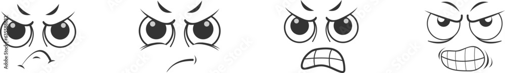 Angry emoticon set vector illustration. Stock Vector | Adobe Stock