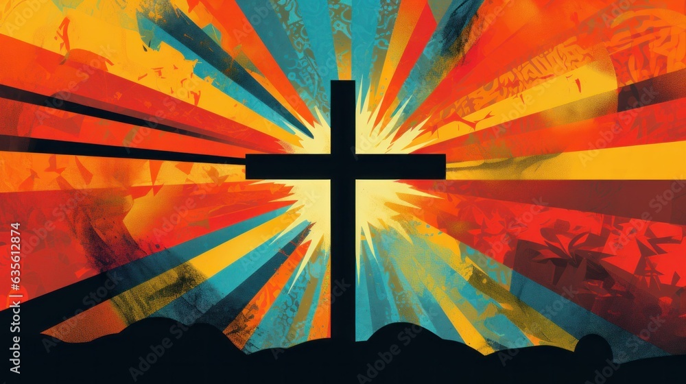 graphic design of a christian cross poster Stock Photo | Adobe Stock