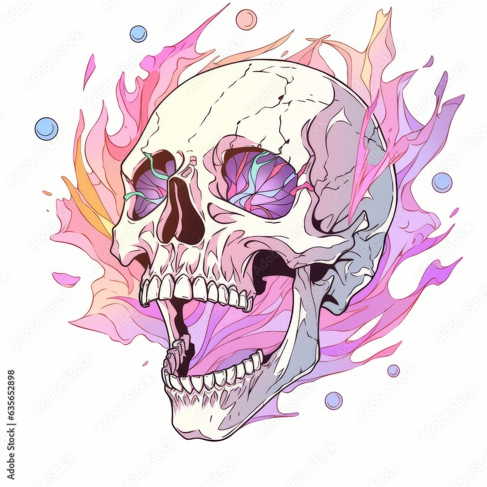 whimsical anime chibi skull giggling with delight, Generative AI Stock ...