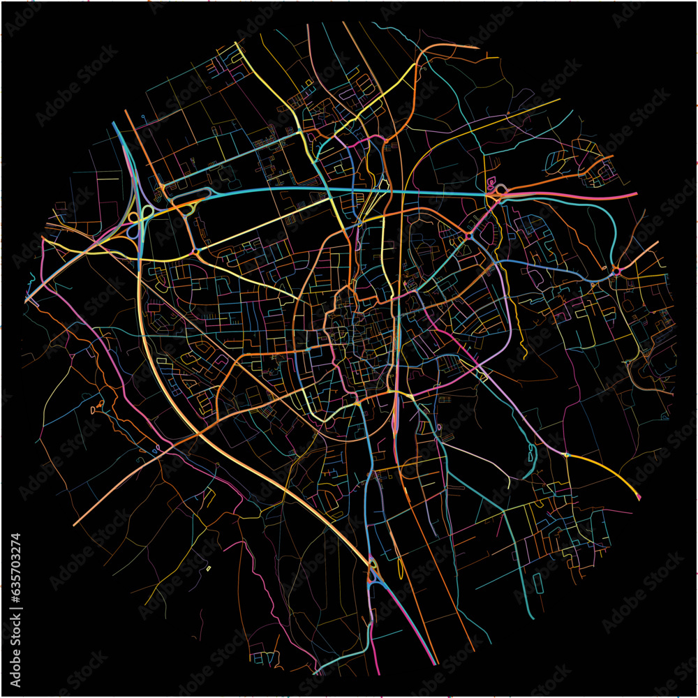 Colorful Map of Memmingen, Bavaria with all major and minor roads ...
