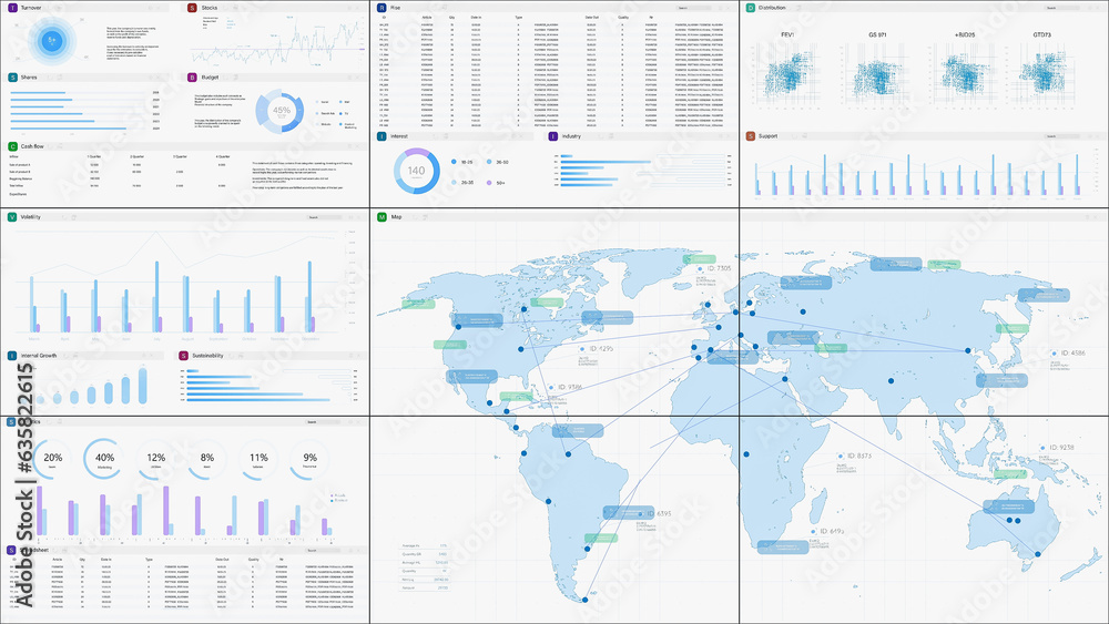 3D Render: Light Monitoring Software Mockup With World Map Updating In ...