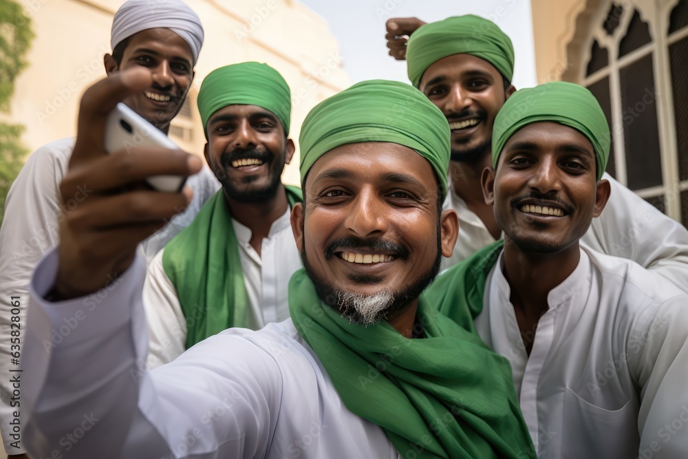 A group of men proudly showing off their cultural attire.. A fictional ...