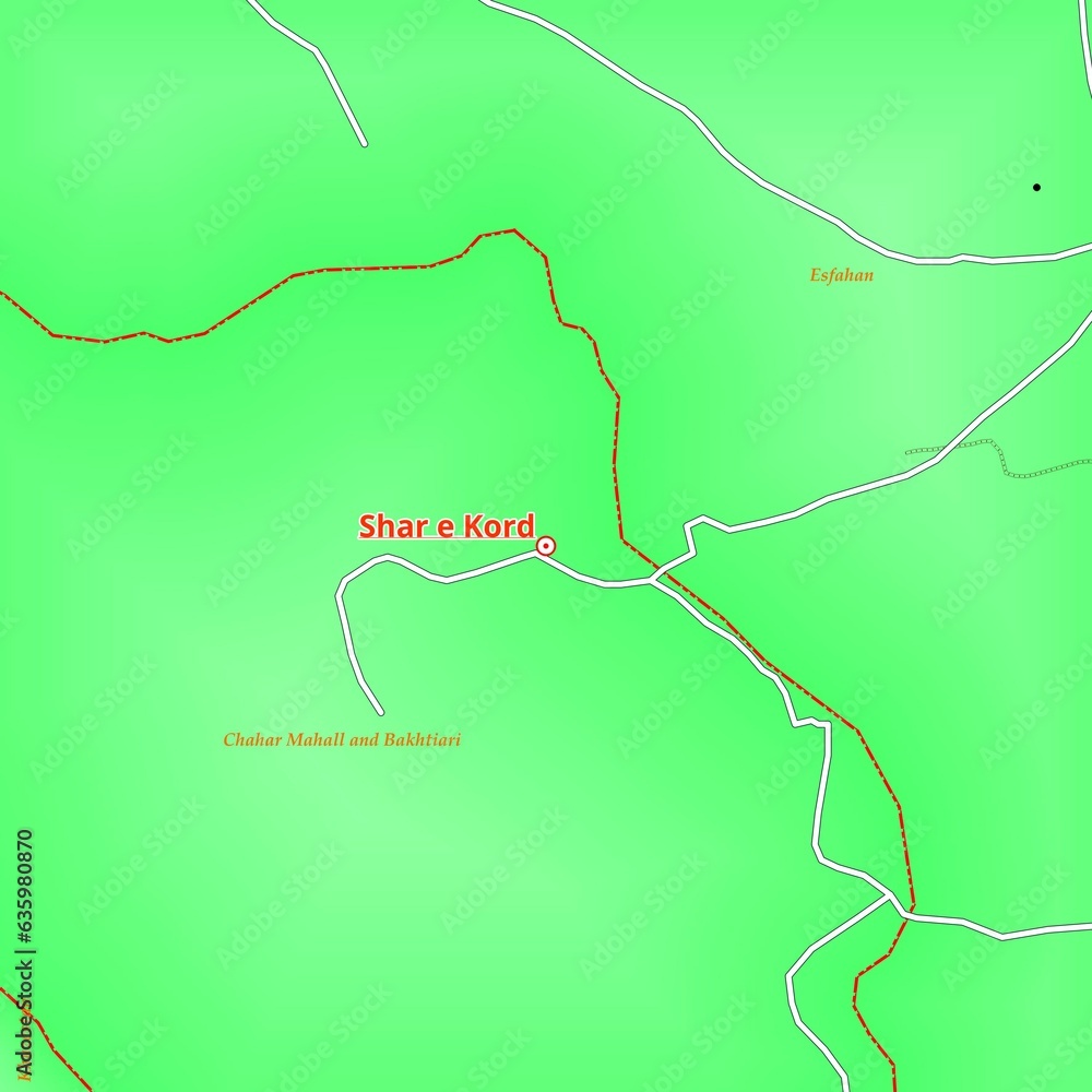 Illustrated Map of Shar e Kord City in Iran Stock Illustration | Adobe ...