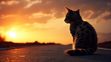 Cat Sunset Silhouette Free Stock Photo - Public Domain Pictures