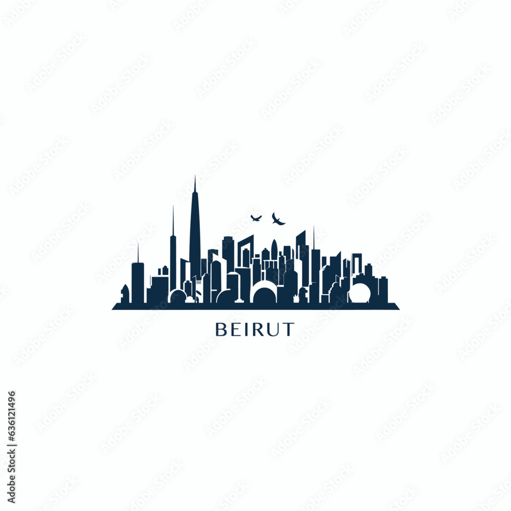 Lebanon Beirut cityscape skyline city panorama vector flat modern logo ...