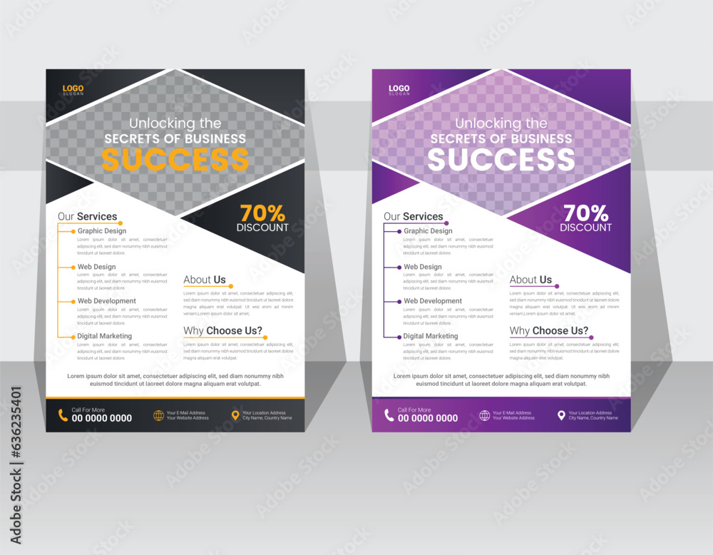 Black and purple gradient color creative modern business flyer design ...