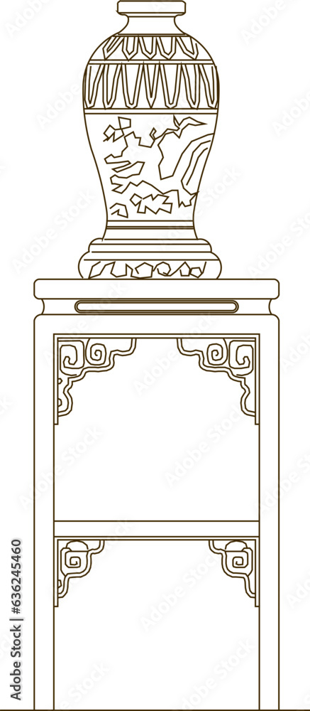 Vector sketch illustration of detailed altar table design for gods and ...