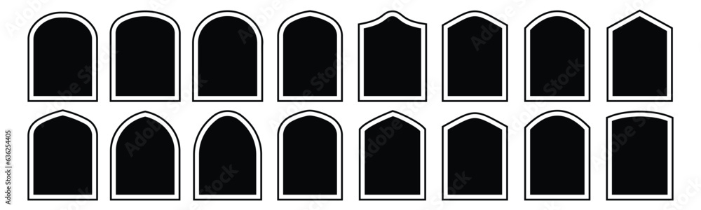 Mosque Islamic frames. Islamic door and window silhouette Arabic arch ...