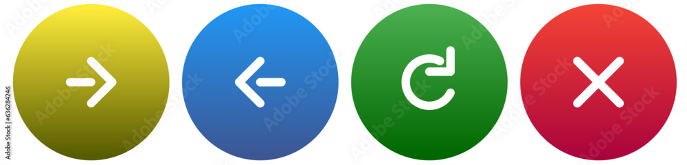 yellow, blur, green and red gradient colors web button icon set, next ...