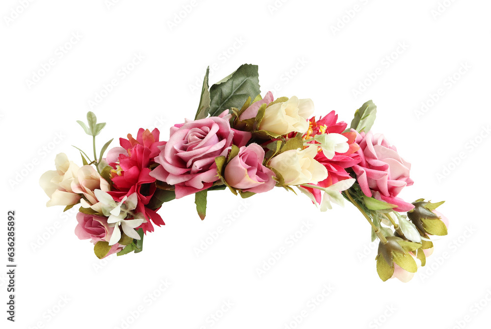 Colorful Flower Crown Front View isolated on white background with ...