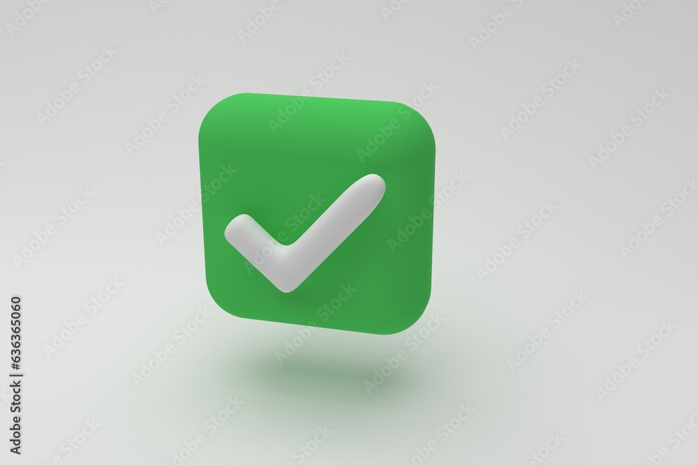 3d check mark icon isolated on white background. check list button ...