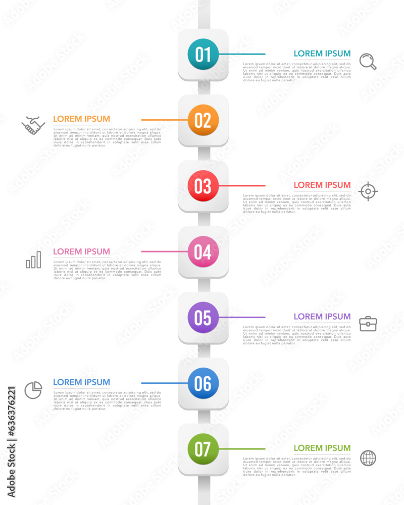 Vertical infographic timeline 7 steps to success. Business presentation ...