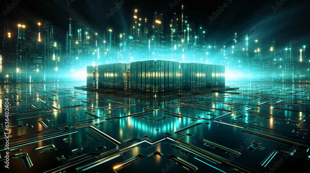 science fiction supercomputer design, futuristic high-tech cpu, circuit ...