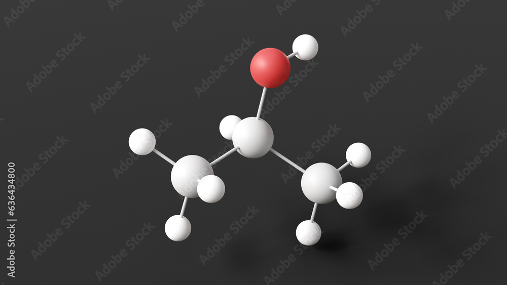 isopropanol molecule, molecular structure, isopropyl alcohol, ball and ...