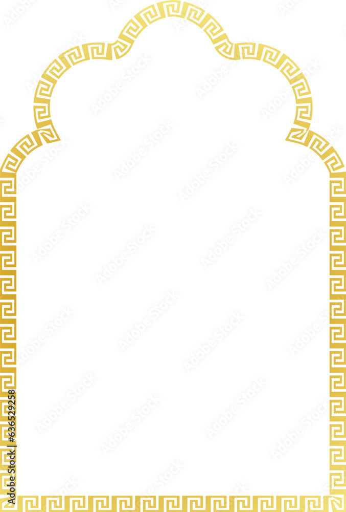Cinquefoil Arch rectangular frame architecture window door Greek key ...
