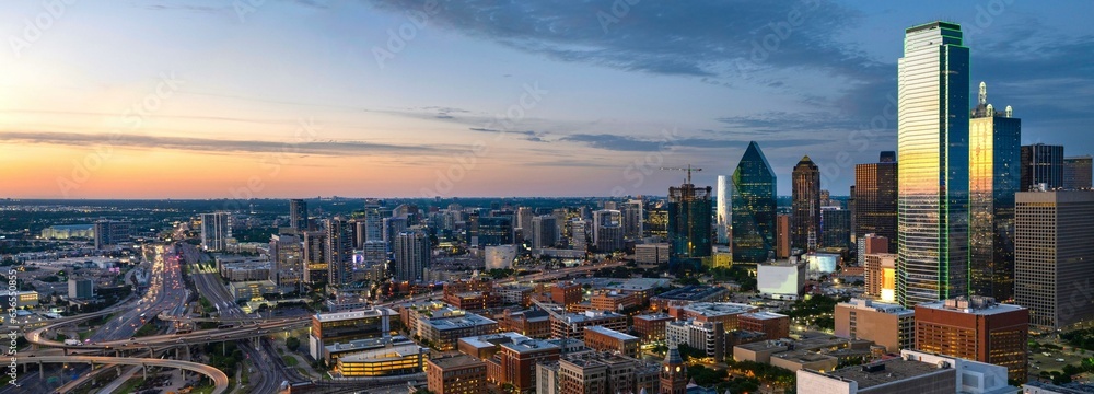 Dallas Splendor: Aerial 4K Image of Beautiful Blue Skyline and ...