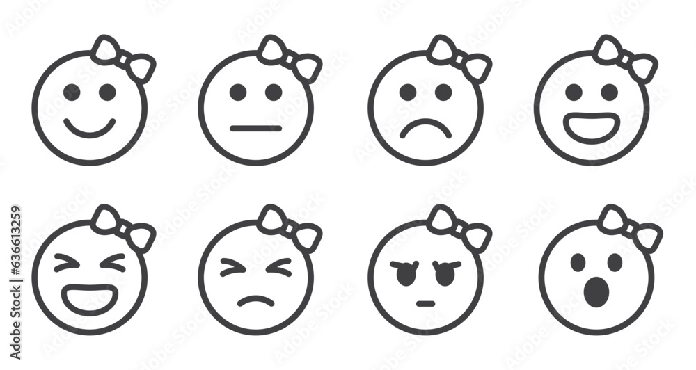 Female Face smile icon positive, negative neutral opinion vector rate ...