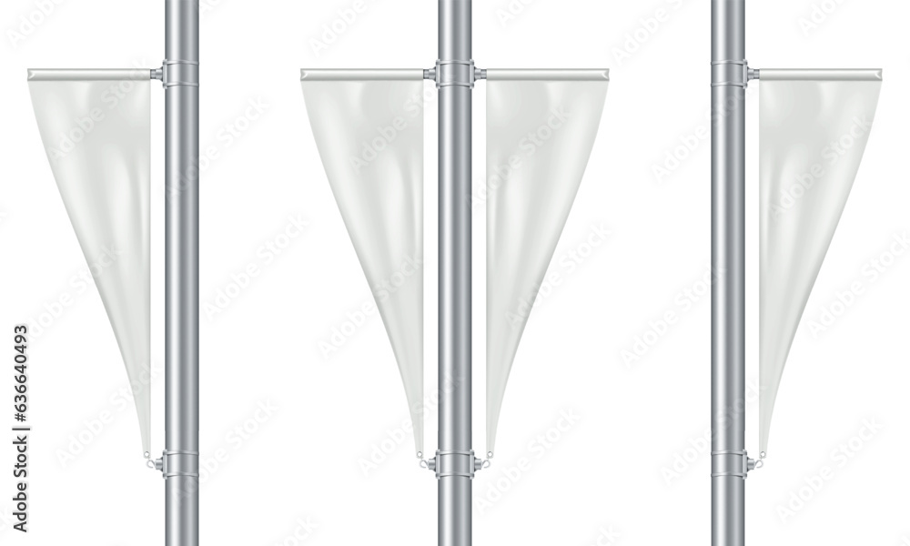 Blank street light pole fabric banner isolated on white background ...