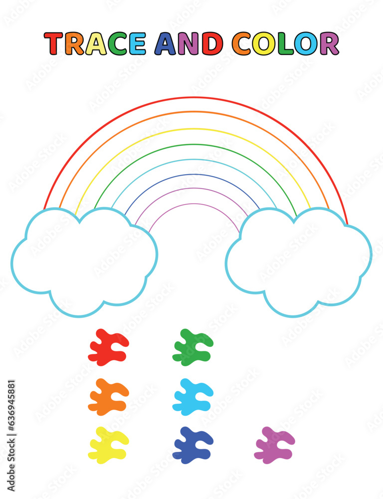 Preschool worksheet for practicing fine motor skill. Trace and color ...