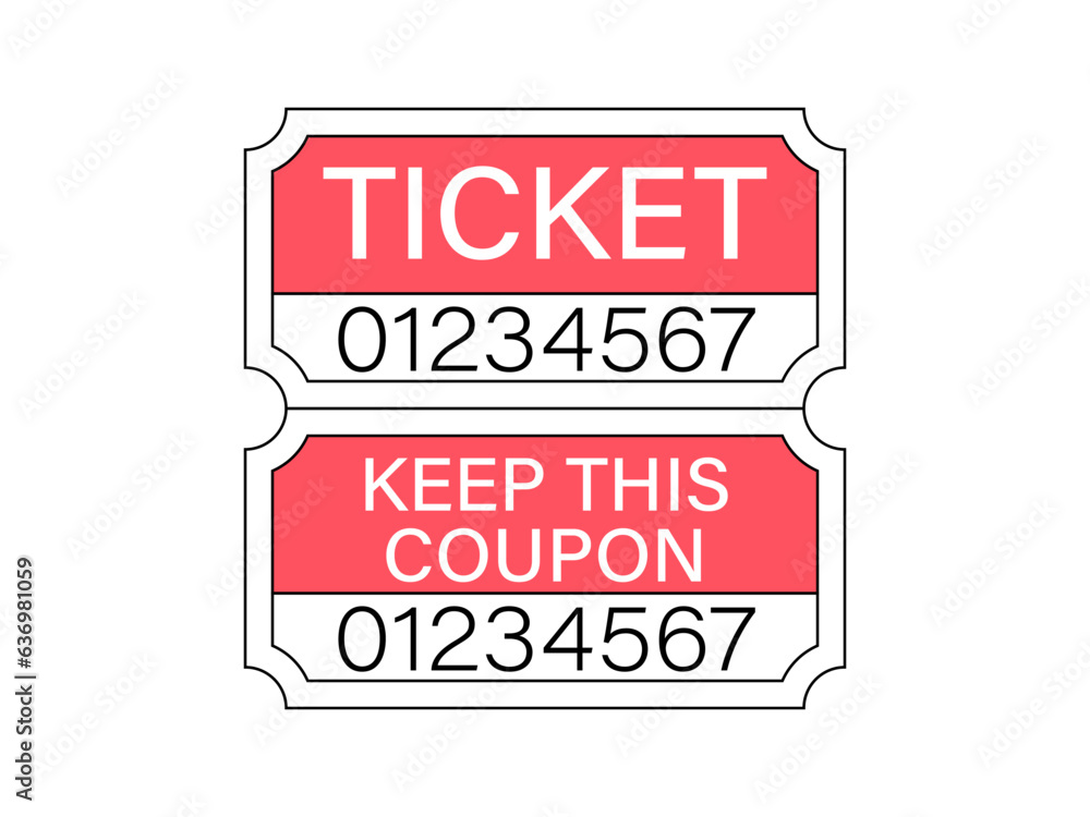 2 part raffle ticket template. Clipart image isolated on white ...