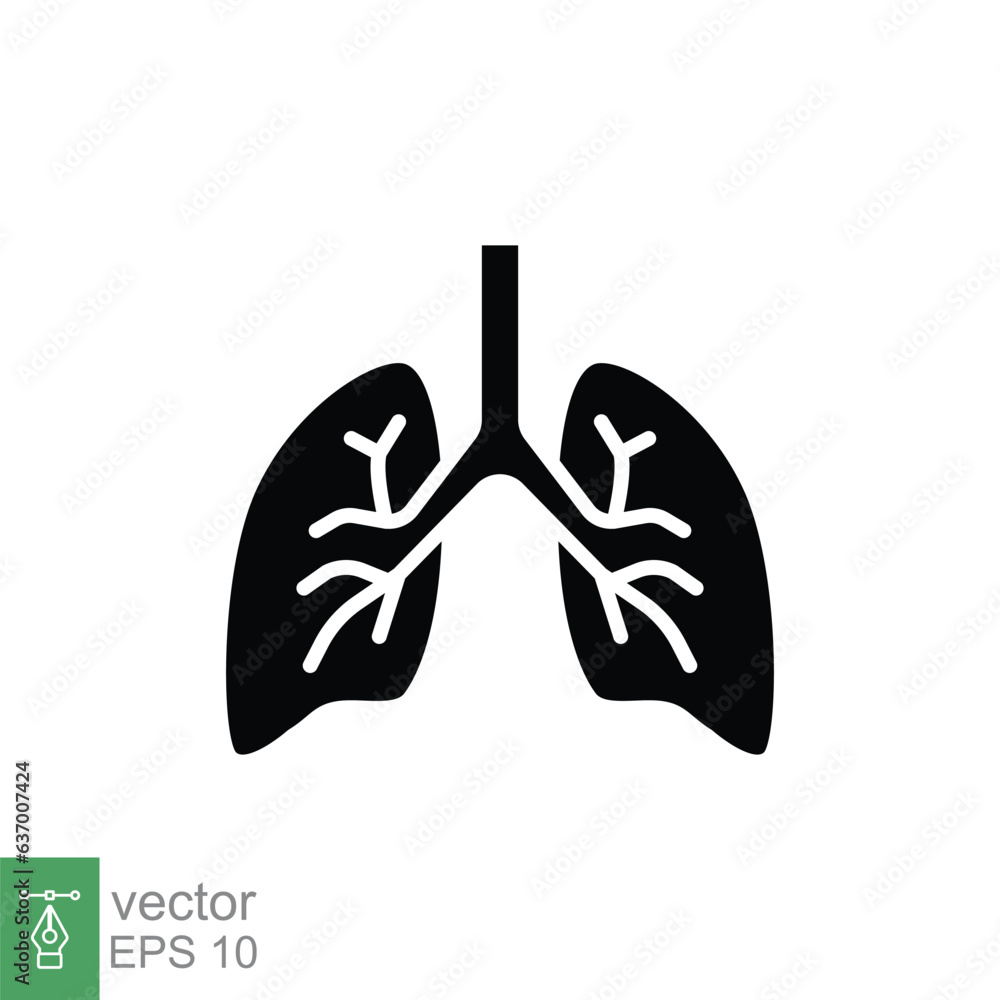 Lungs icon. Simple solid style. Human internal organ, lung, respiratory system, pulmonology ...
