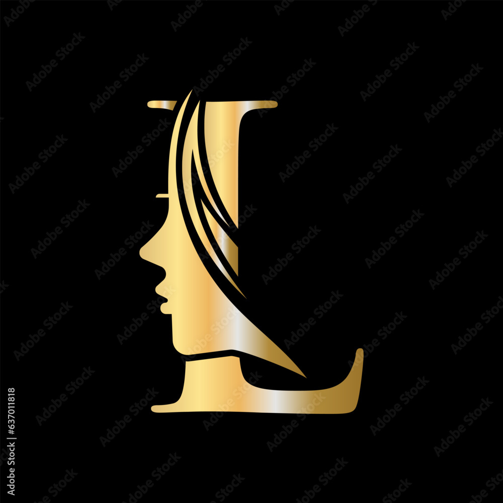 Letter L Beauty Spa Logo Concept With Woman Face Icon Vector Template ...