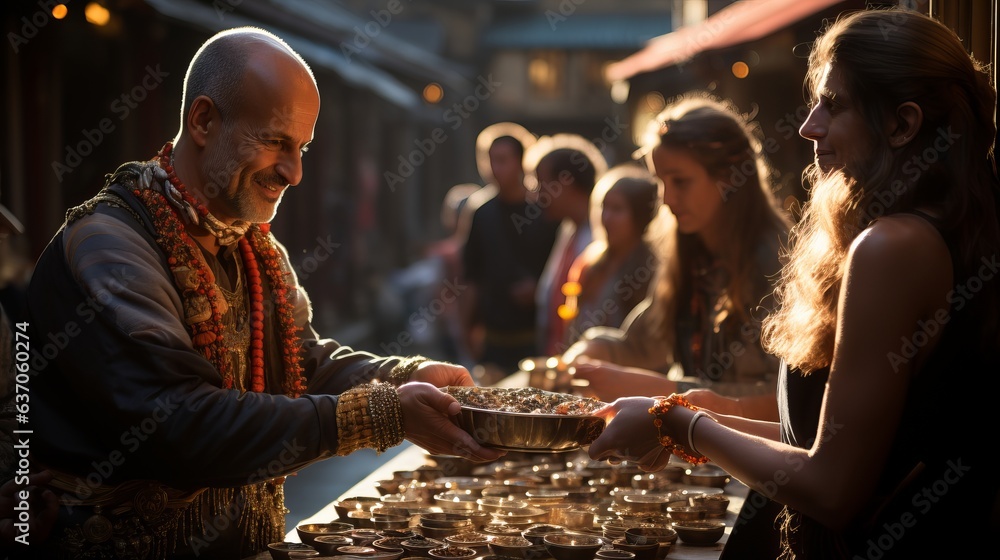 The religious movement Hari Krishna and Hare Krishnas distribute sweets ...