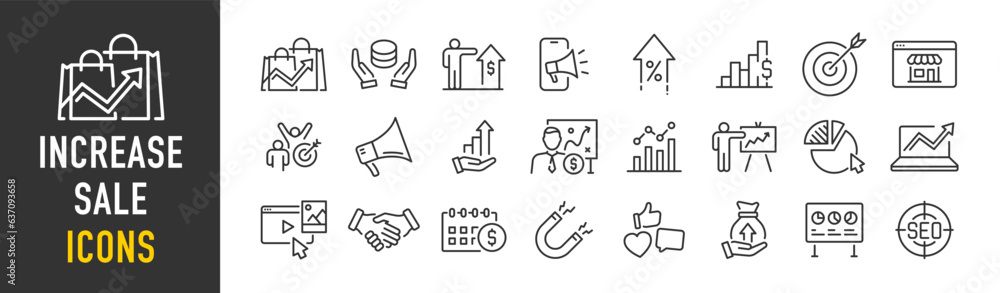 Increase sale web icons in line style. Sales, strategy, marketing ...