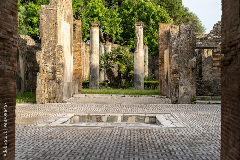 Famous ancient city of Pompeii (Scavi di Pompei) near Naples. The city ...
