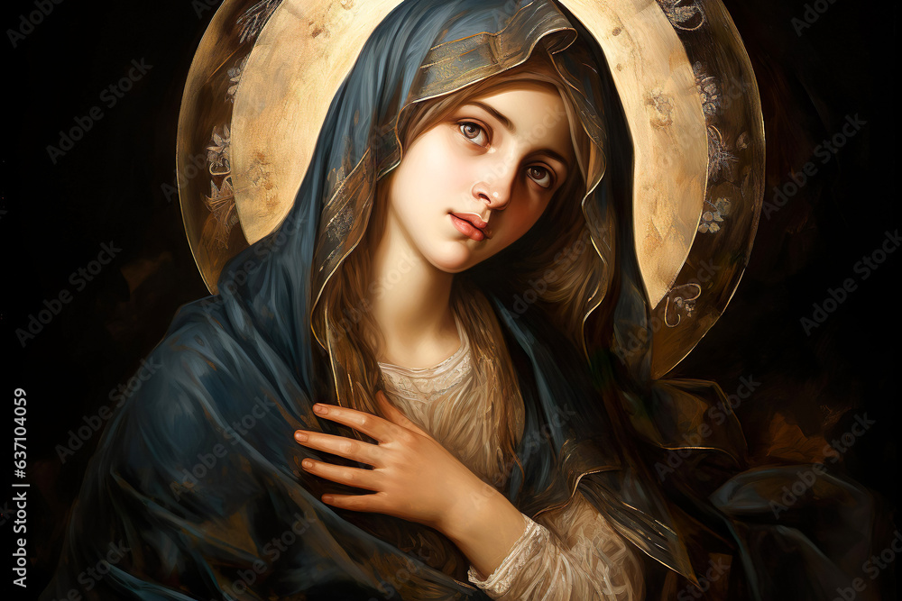 Icon with nativity of the Blessed Virgin Mary. Generative AI Stock ...