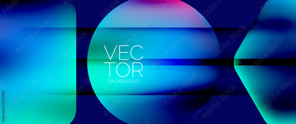 Dynamic bright colorful geometric elements with fluid gradients, lights ...