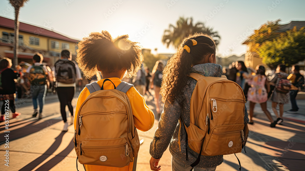 Elementary school boy at the front of the school bus queue Stock Photo ...