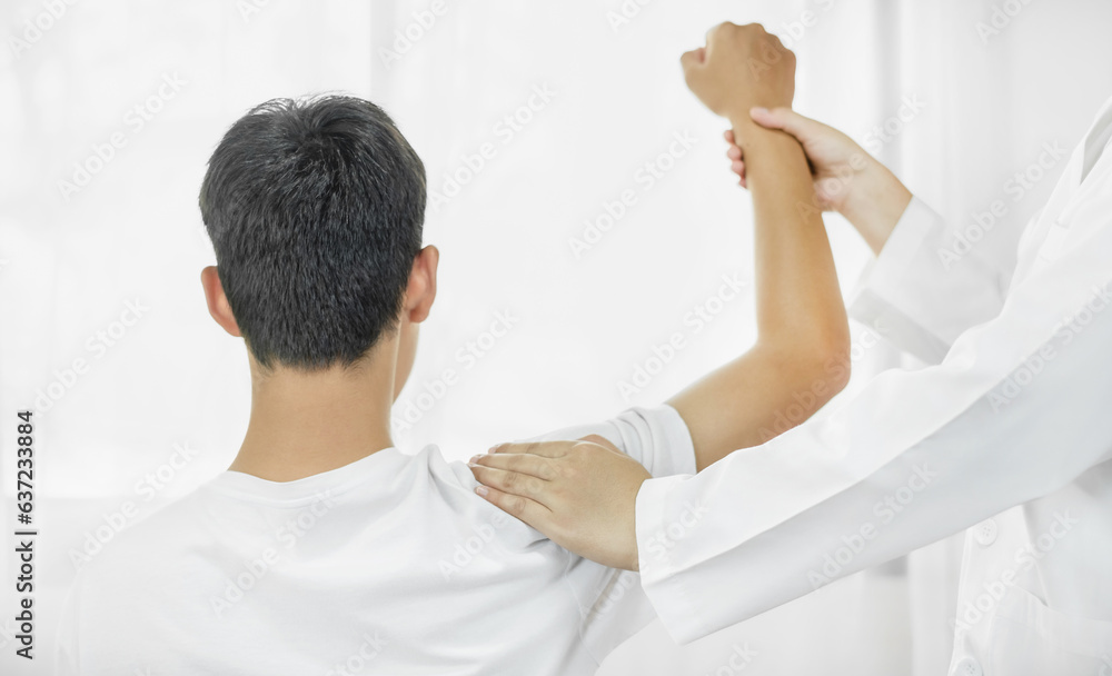 Female physiotherapists provide physical assistance to male patients ...