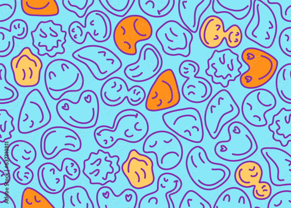 Cute emoji designs Seamless pattern. Emoticon background. Stock Vector ...