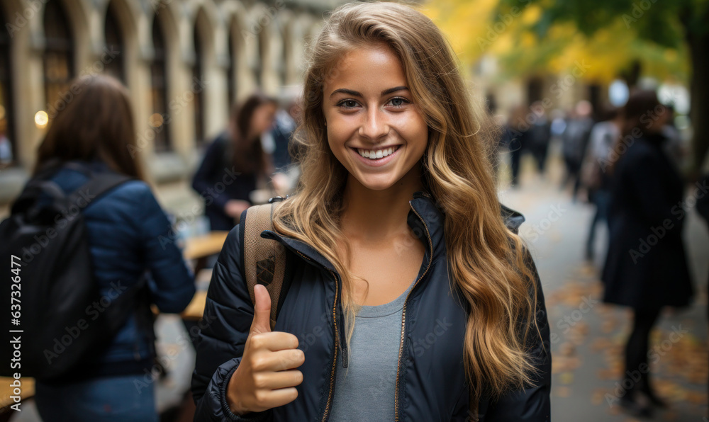 Confident Student Celebrates Achievement: A photo of a female student ...