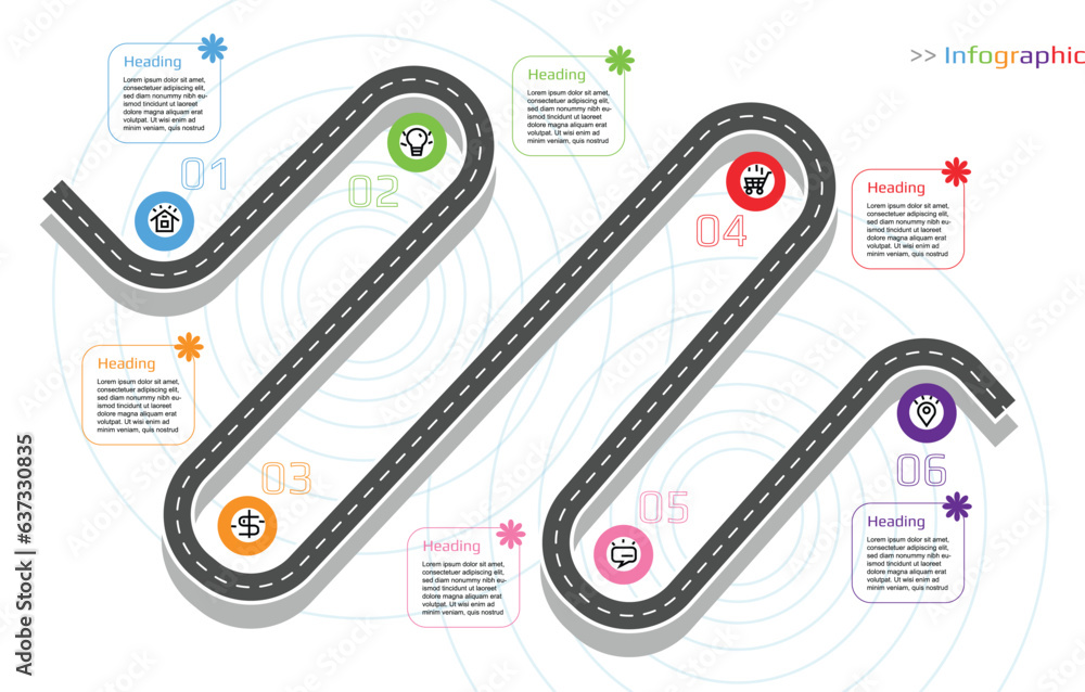 Infographic roadmap, timeline business design template. Street ...