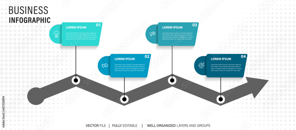Image vectorielle Stock business process stage infographics template diagram banner with long ...
