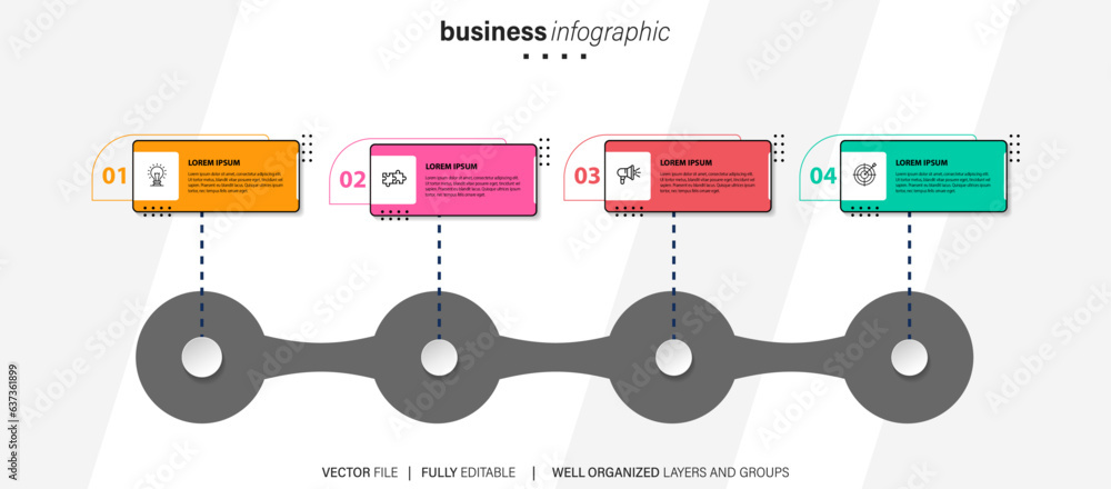 Vector infographic arrow template with 4 steps. Can be used for web ...