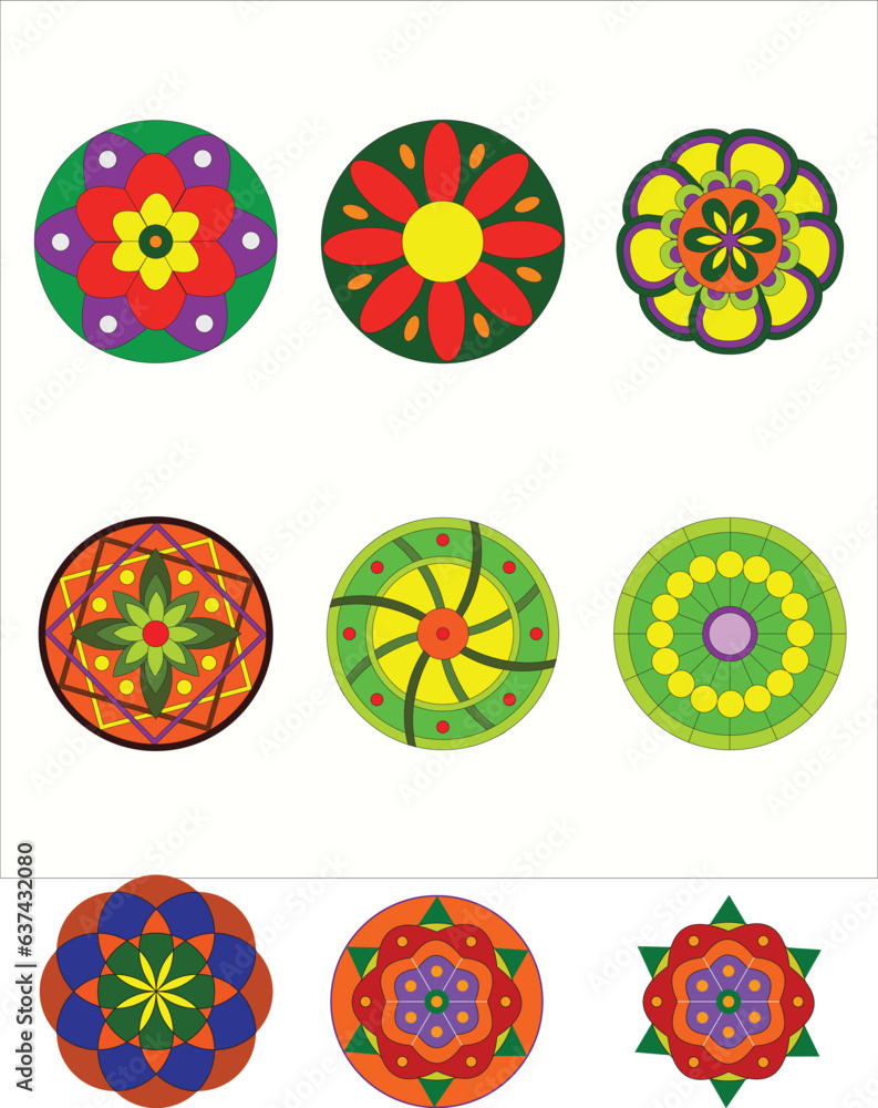 Onam Pookkalam Design, Kerala Festival, vector, beautiful, floral ...