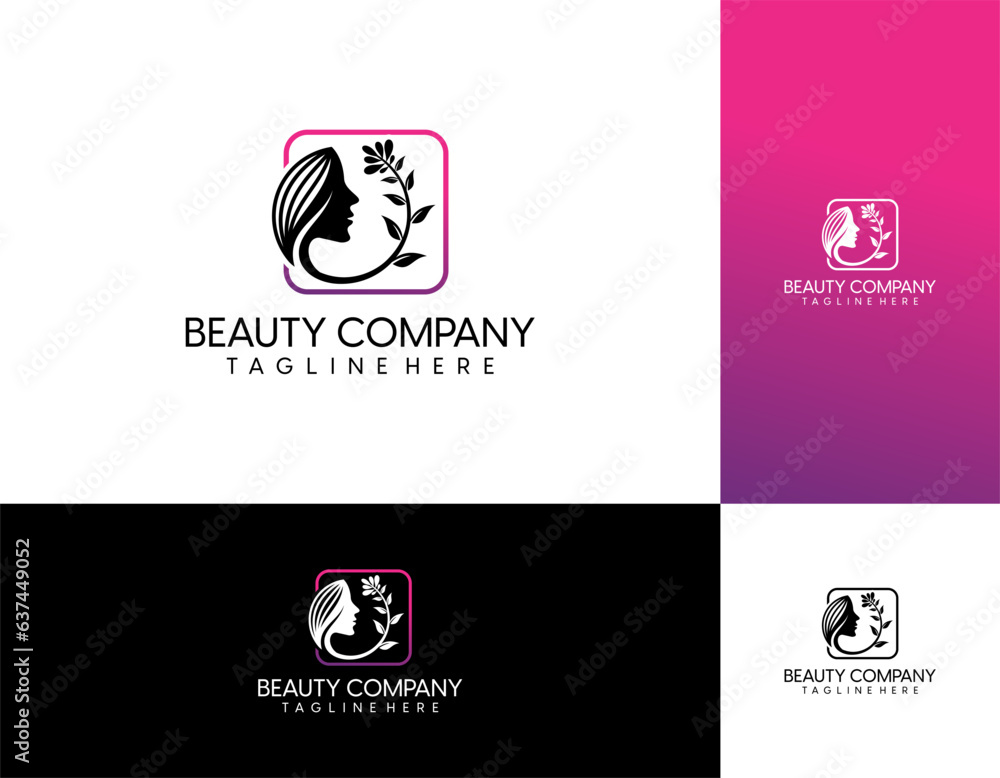 Woman face logo icon vector. Woman face logo design vector illustration ...