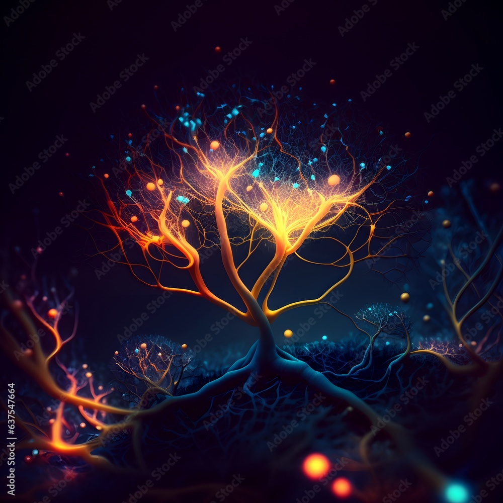 neuro cell synapse, neural brain illustration, axon biology nervous, glow nerve, science ai ...