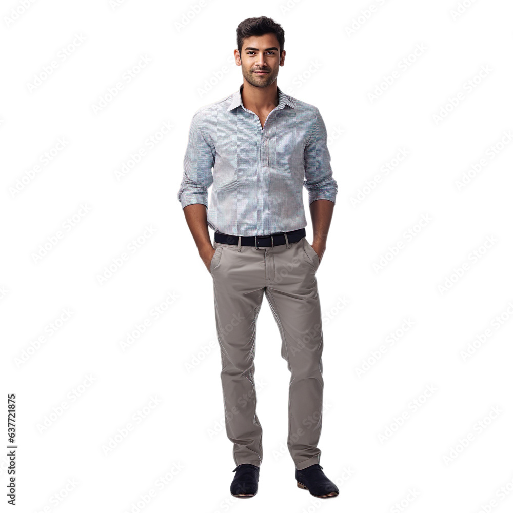 Casual cloth front view closeup of an Indian male model with an ...