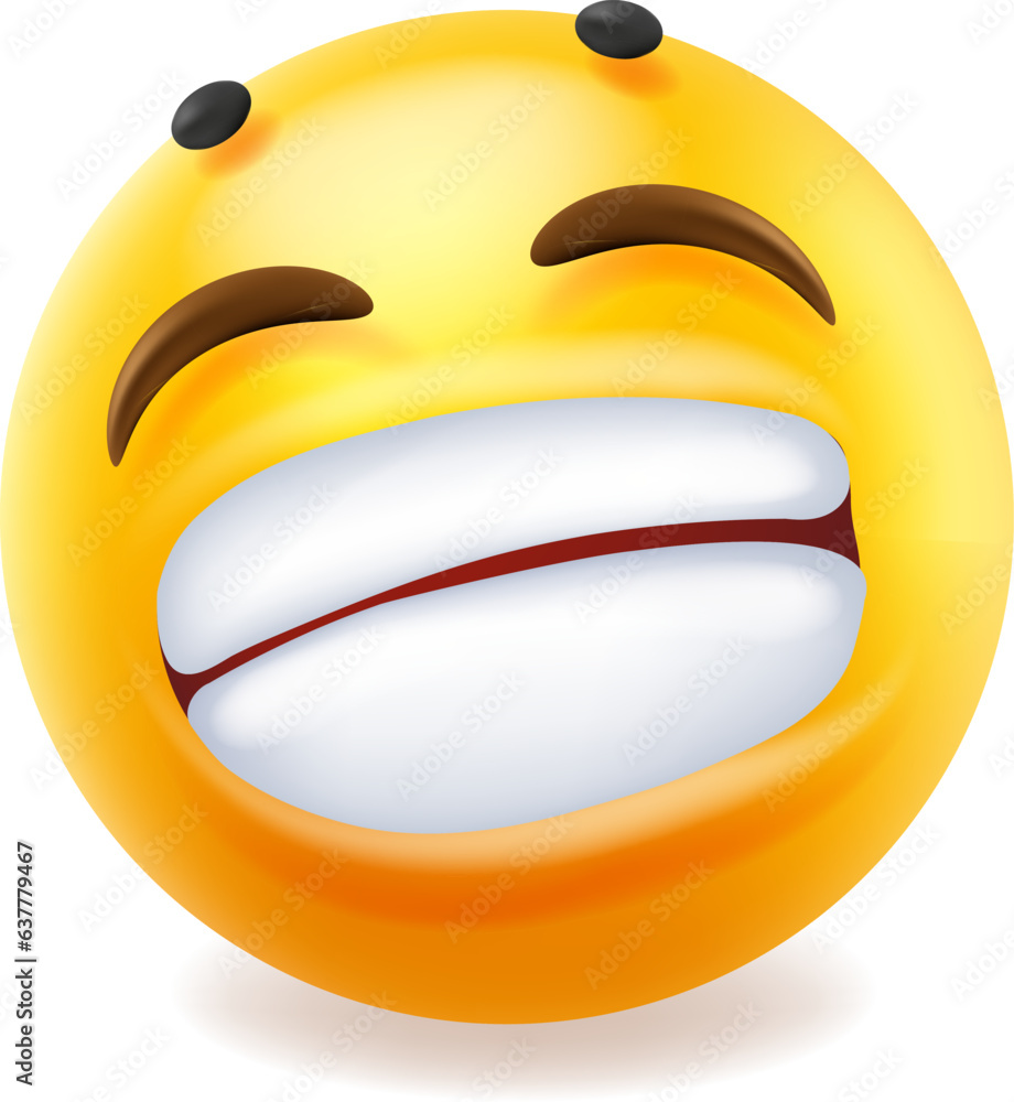 Vector illustration of happy fun yellow color smile emoticon with wide ...