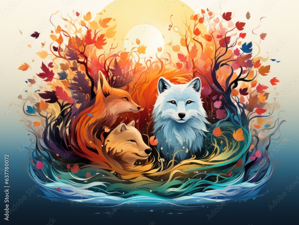 Ilustración de Stock An abstract logo depicting various animal ...